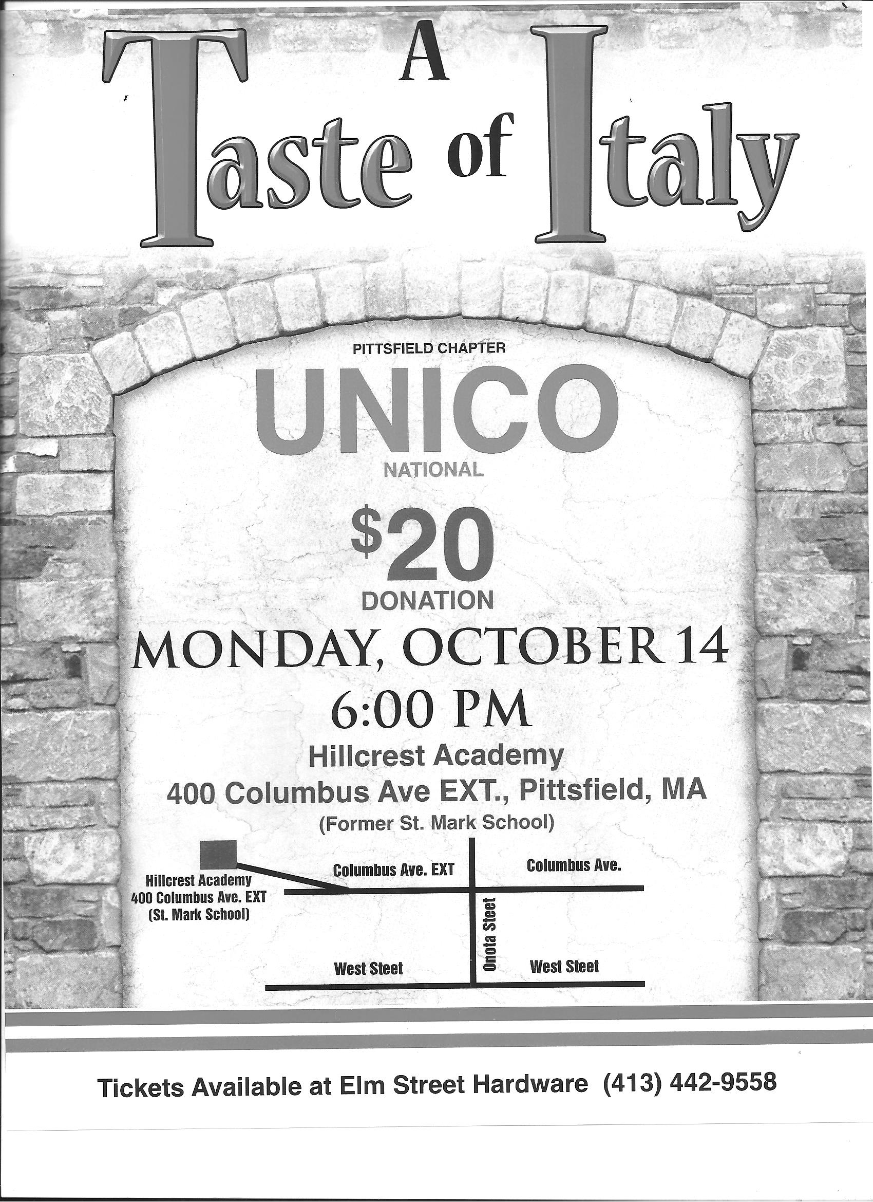 Taste of Italy poster 2019 | Unico of Pittsfield